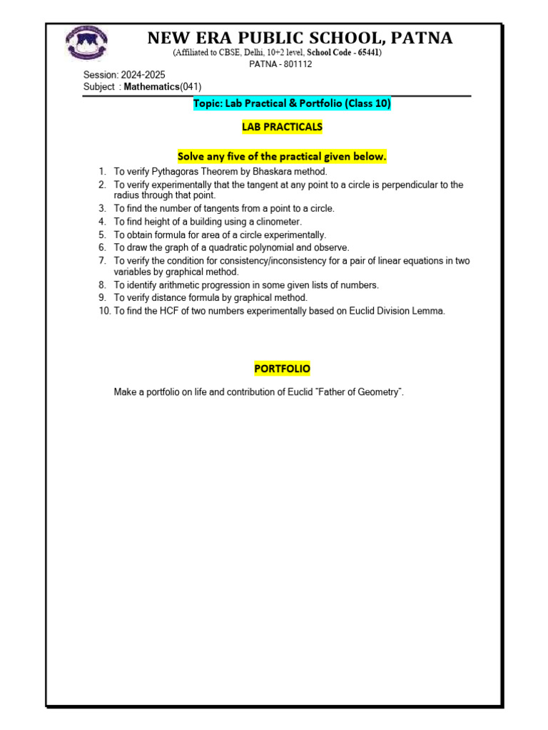 Maths Practical Class X by Anshuman Gupta | PDF