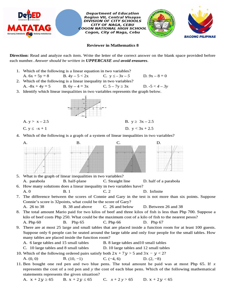 G8 2Q - Reviewer | PDF | Mathematics | Algebra