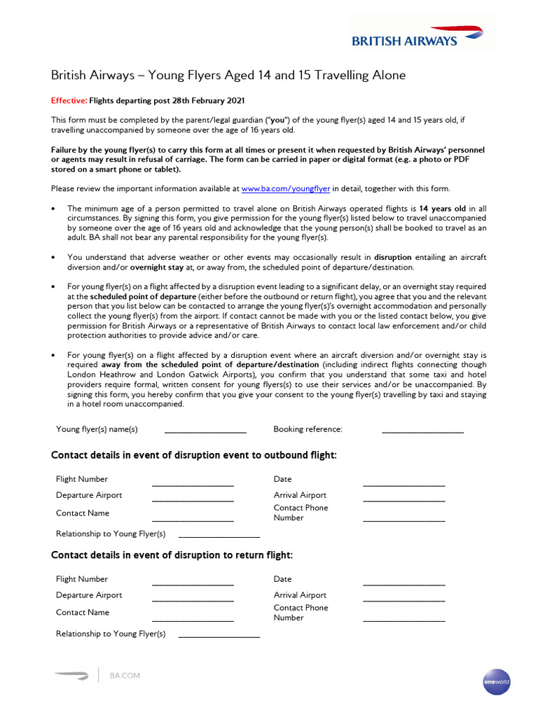 Young Flyer Consent Form | PDF | Airport | Aviation