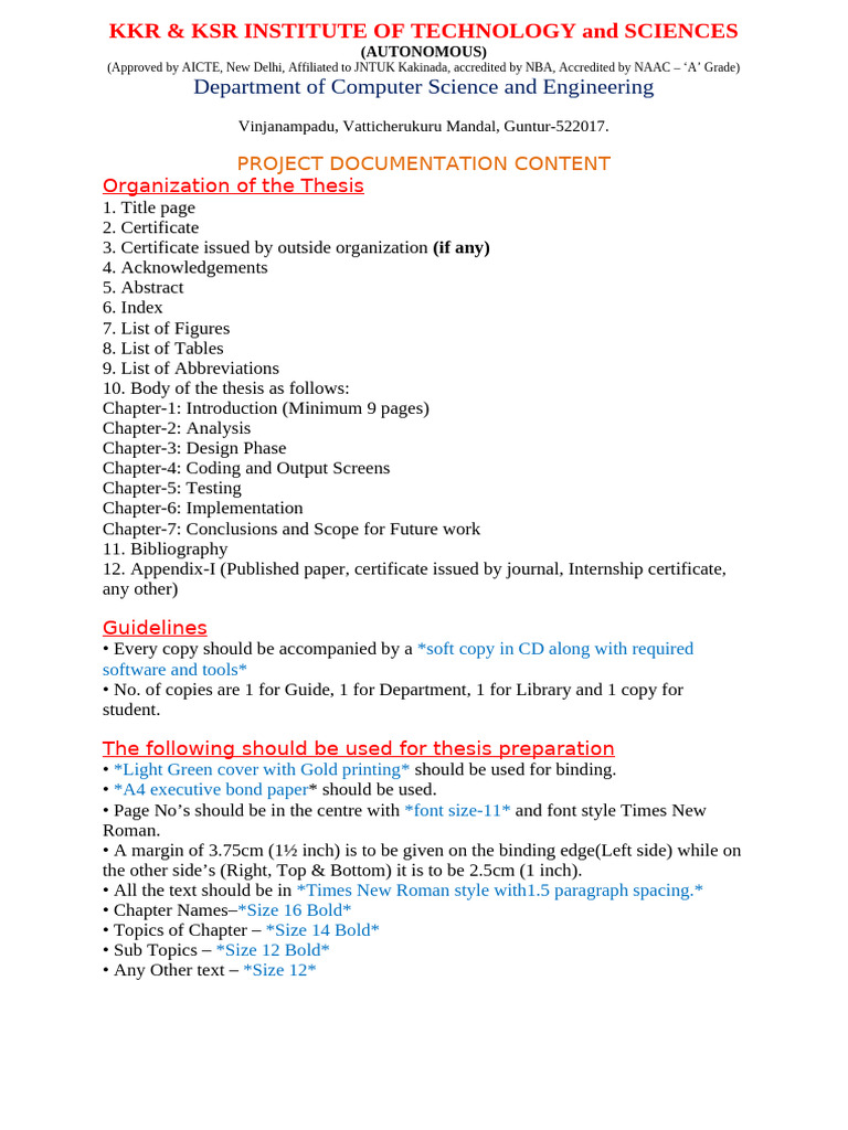 21JR - Organization of The Thesis | PDF