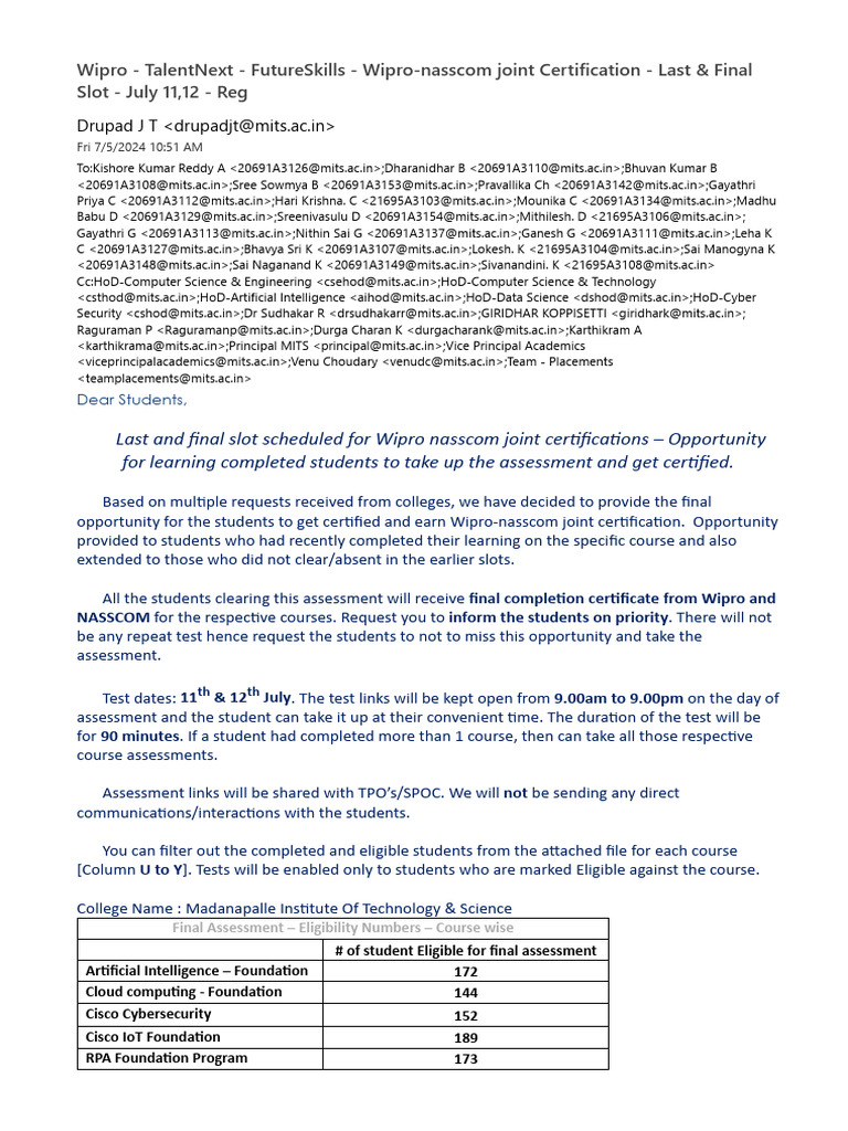 Wipro TalentNext Final Assessment Exam | PDF | Cyberspace | Computer ...