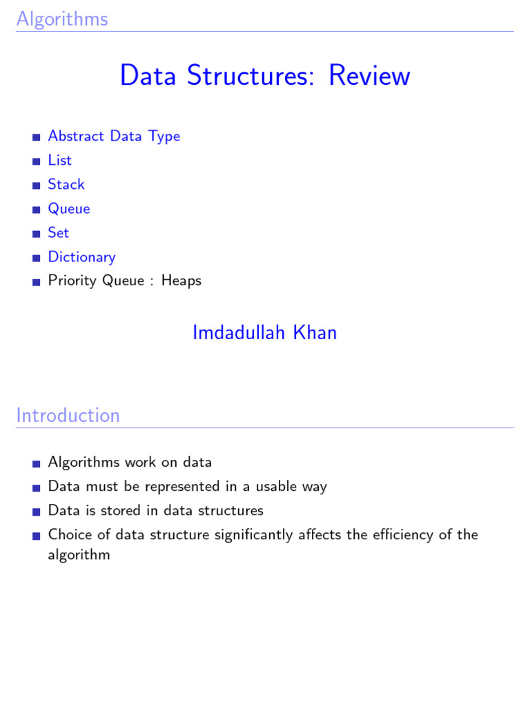 Lec 13 0 Data Structures Review Dictionary Heaps | PDF | Computer ...