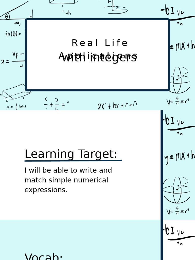 Real Life Integer Expressions | PDF