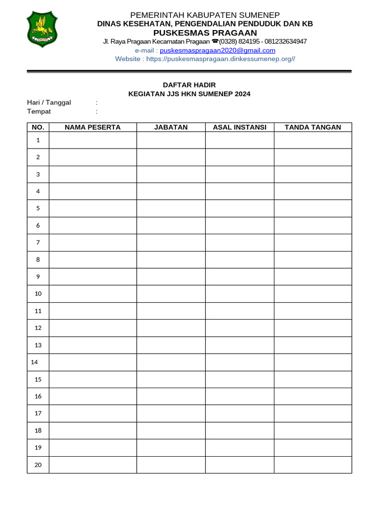 DAFTAR HADIR KEGIATAN | PDF