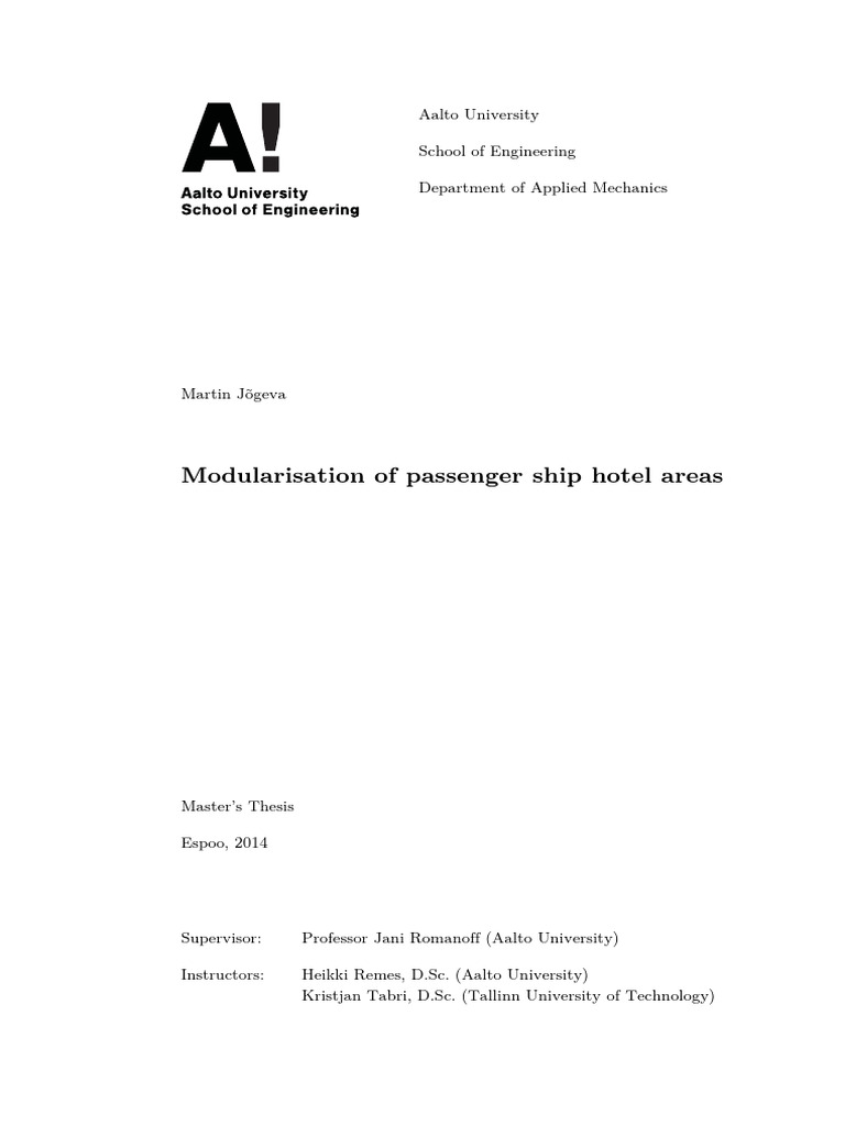 Modularisation of Ship Hotel Areas | PDF | Deck (Ship) | Ships