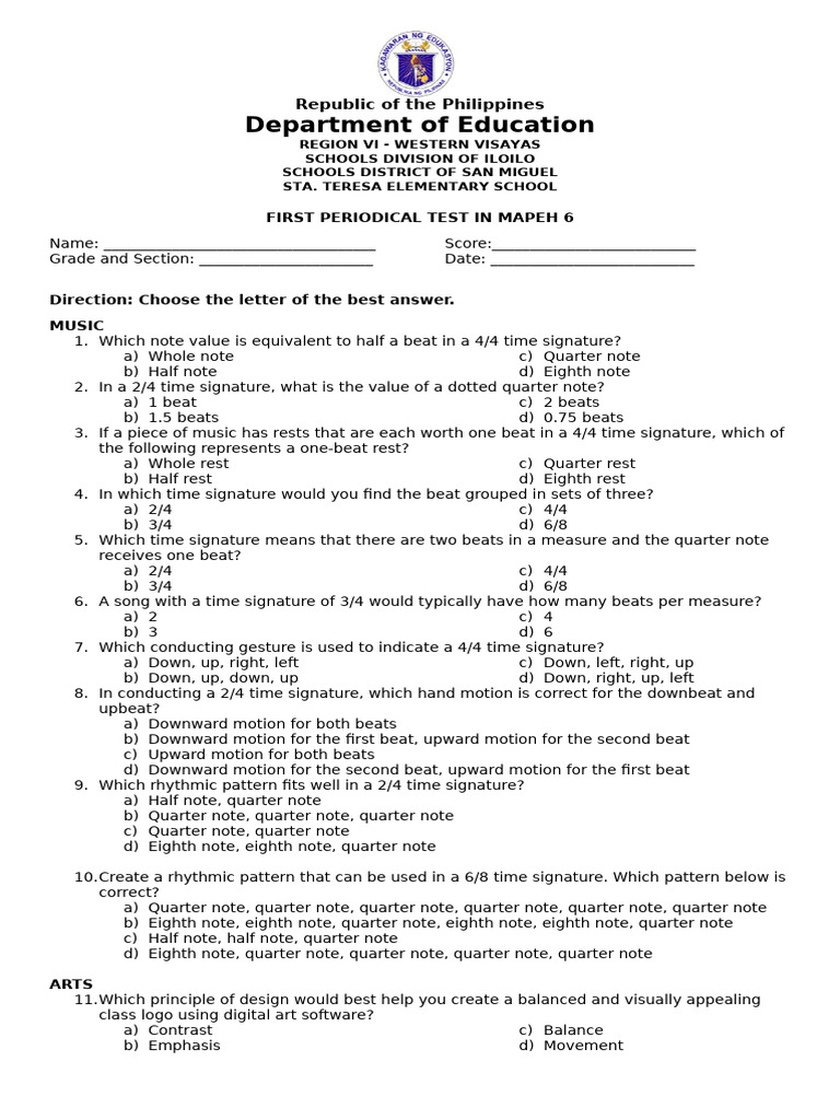 MAPEH 6_Q1 | PDF | Rhythm | Logos