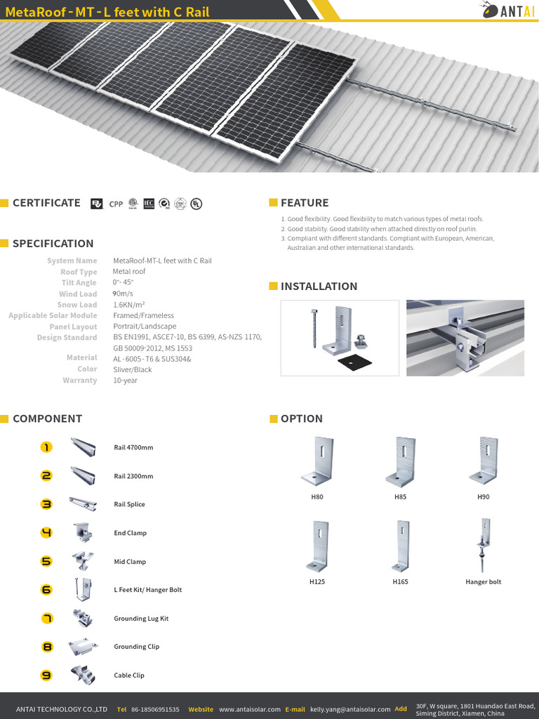 【Antai Solar Datasheet】MetaRoof-1.31.23 | PDF | Roof | Solar Panel