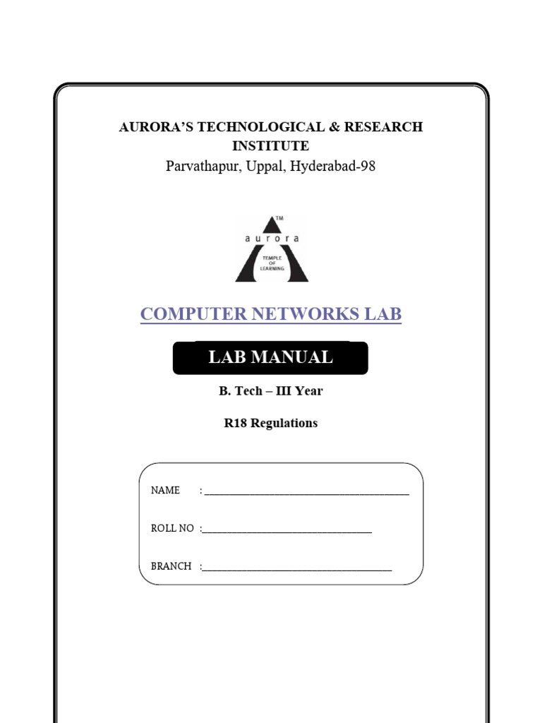 Computer Networks Lab Manual for B.Tech | PDF | Computer Network | Multiprotocol Label Switching