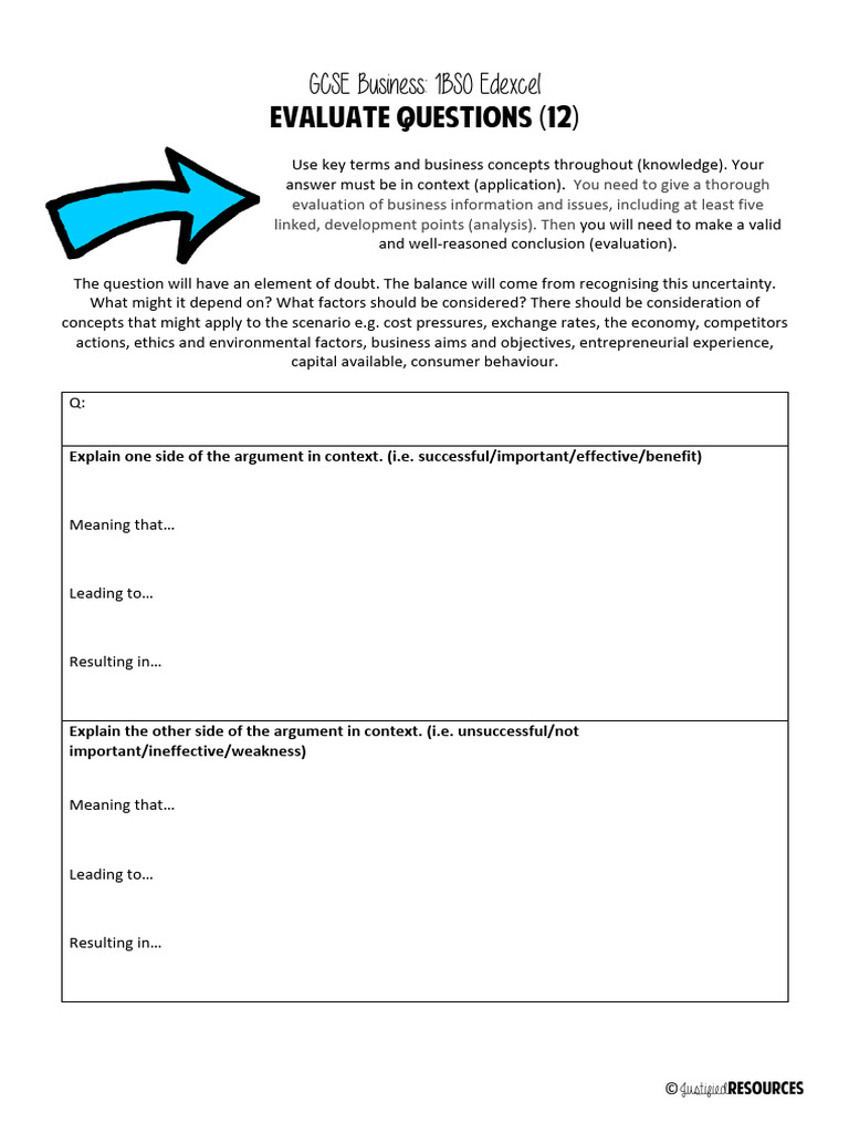 Structure Sheets 9 12 Mark Questions | PDF | Evaluation | Argument