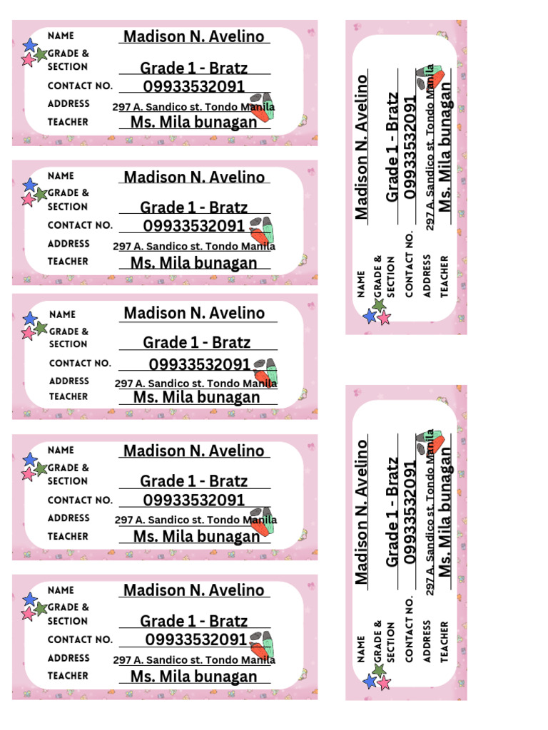 Colorful Floral Patterns Subject Labels US Document | PDF