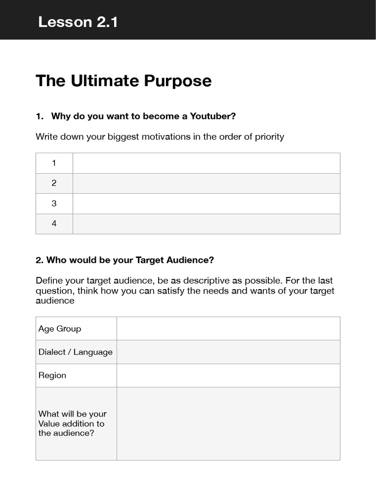 YouTube Success: Define Purpose & Audience | PDF