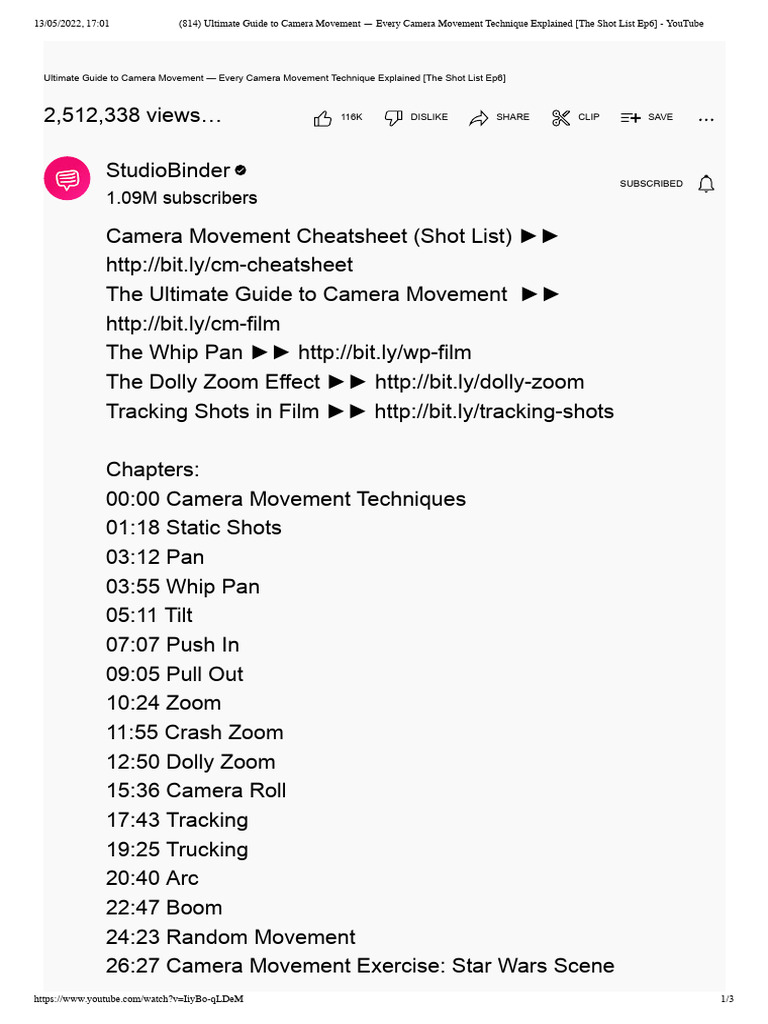 (814) Ultimate Guide to Camera Movement — Every Camera Movement ...