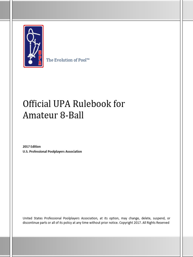 Official UPA Rulebook 8-Ball | PDF | Ball Games | Sports