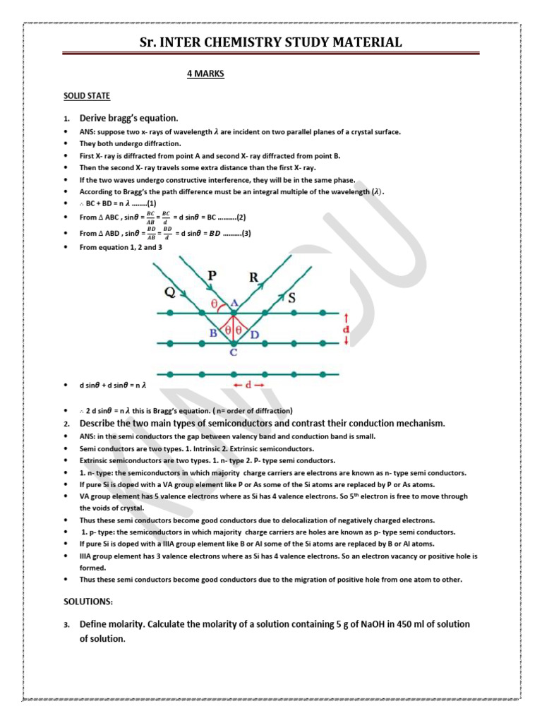 Senior Inter Study Material | PDF | Semiconductors | Electrolyte
