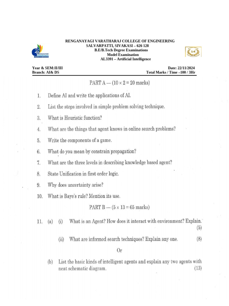 AL3391 - AIDS-Model Question | PDF