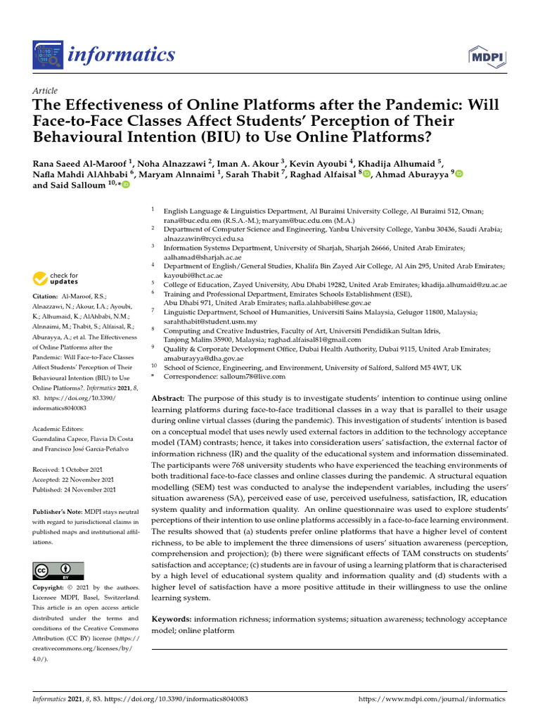 Informatics 08 00083 v3 | PDF | Educational Technology | Usability
