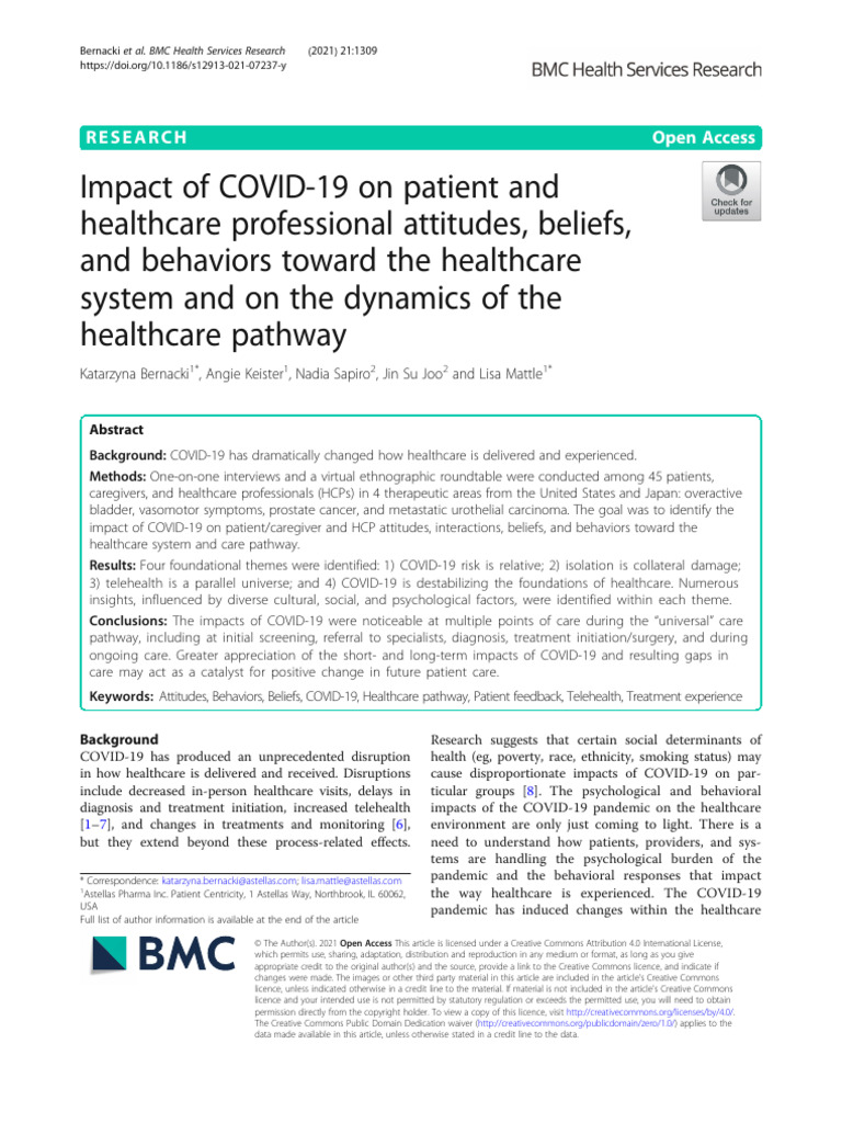 Impact of COVID-19 Article | PDF | Caregiver | Health Care