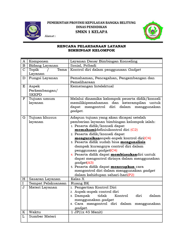 RPL-BKP-KONTROL-DIRI-DALAM-PENGGUNAAN-GADGET-PEERTEACHING | PDF