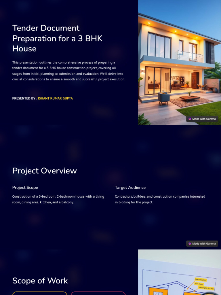 Tender Document Preparation For A 3 BHK House | PDF | Plumbing | Wall