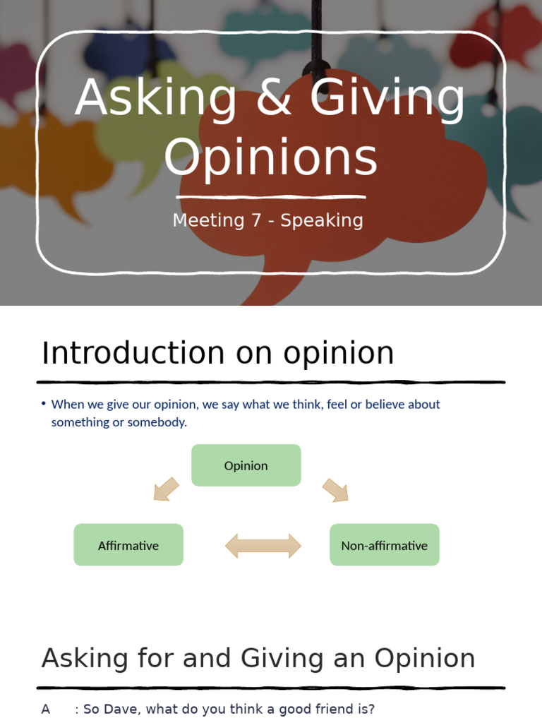 6-Asking Giving Opinions | PDF | English Language | Phrase