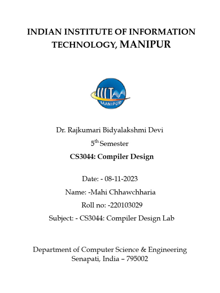 Compiler Design Lab Report | PDF | Compiler | Software Engineering