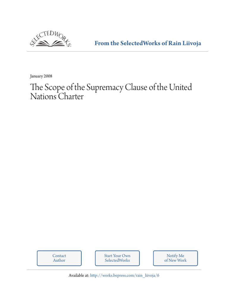 UN Supremacy Clause | PDF | Treaty | International Law