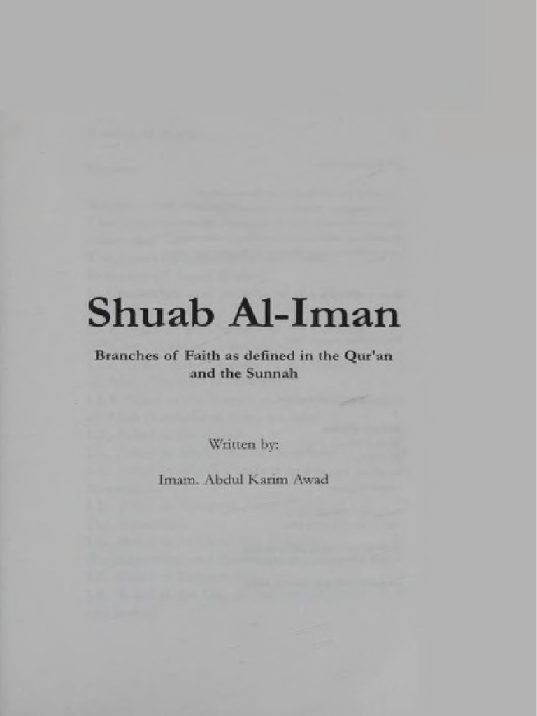Shuab Al-Iman, Branches of Faith as Defined in the Qur'an and the ...