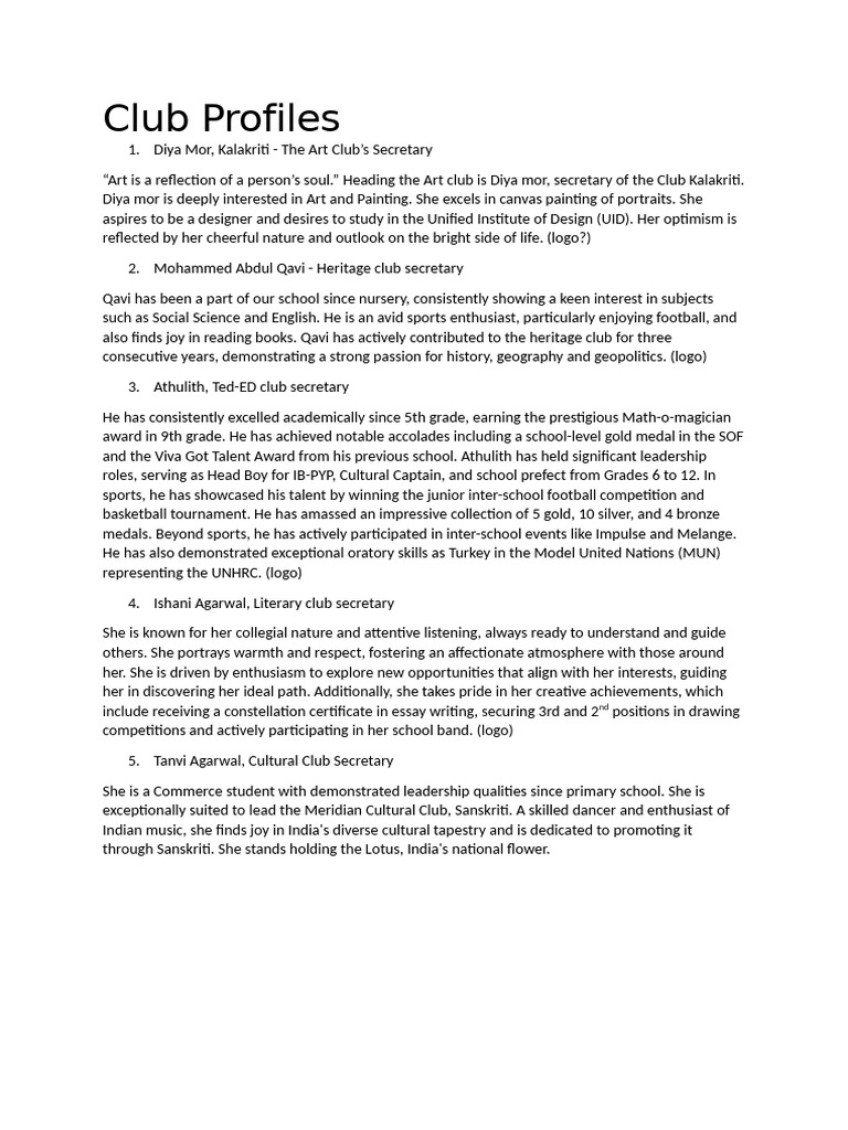 Club Profiles | PDF