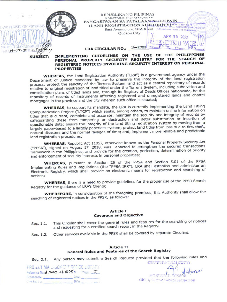 LRA Circular No 16-2022 | PDF