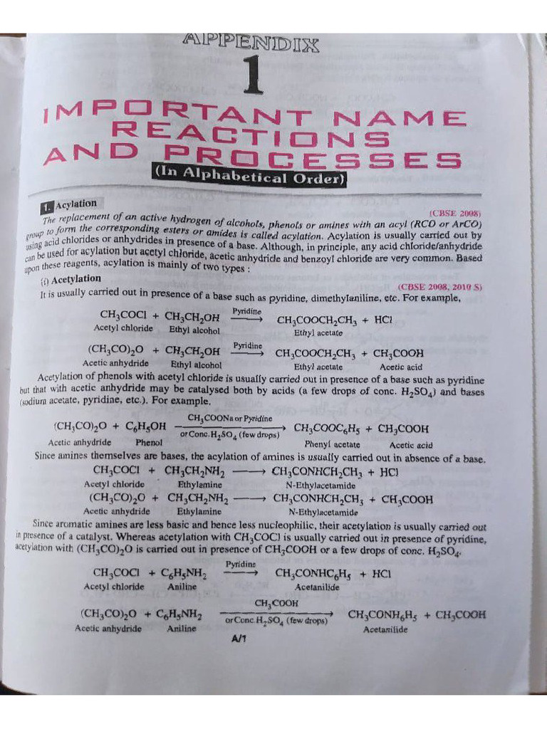 Class 12th Chemistry Naming Reactions. | PDF