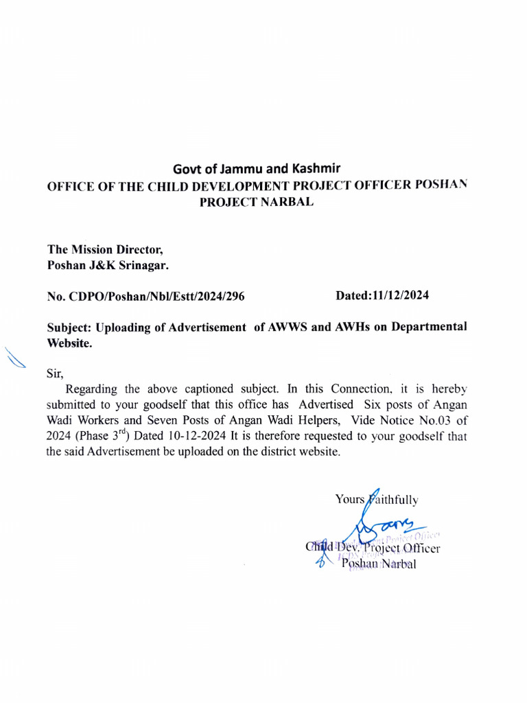 Advertisement of AWWs and AWHs | PDF | Economy Of India | Government Of ...