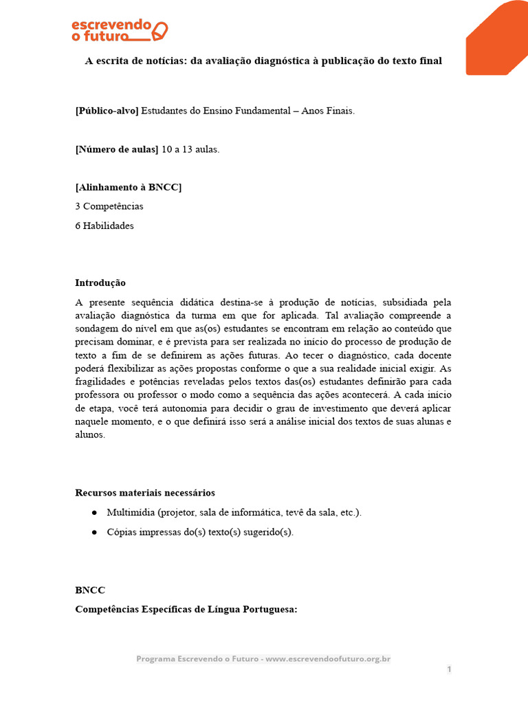 Versao PDF A Escrita de Noticias Da Avaliacao Diagnostica A Publicacao ...