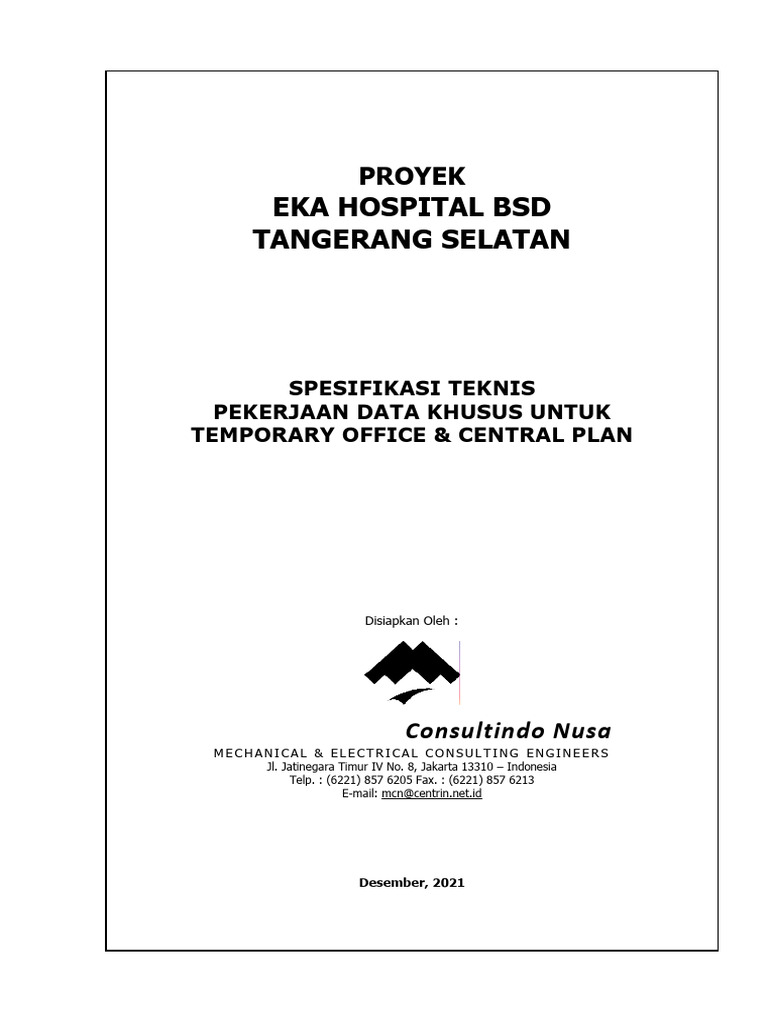 Spesifikasi Pekerjaan Data Eka Hospital | PDF