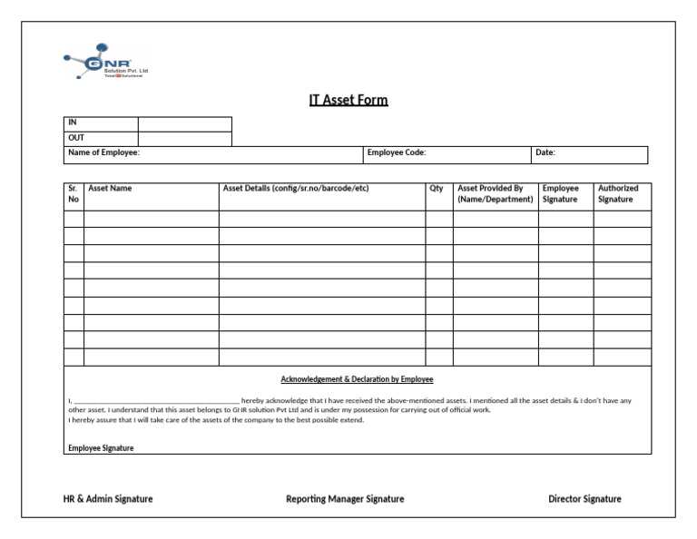 IT Asset Form - 2024-2025 | PDF