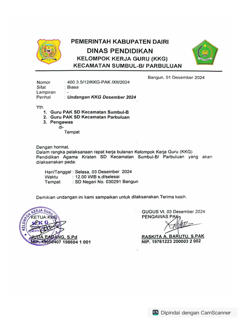 surat undangan kkg PAK Desember 2024 | PDF