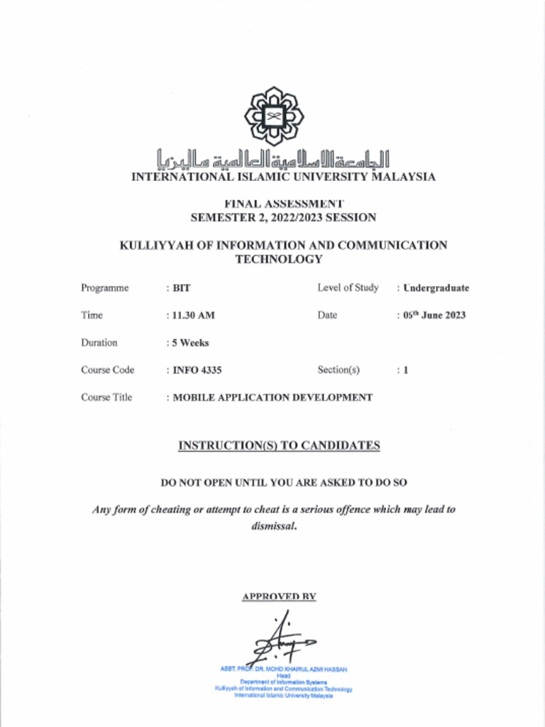 Final Quest Paper INFO 4335 Mobile App Development | PDF