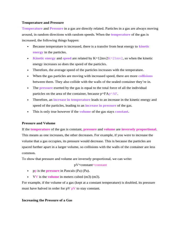 Gas Laws: Temperature, Pressure, Volume | PDF | Gases | Pressure