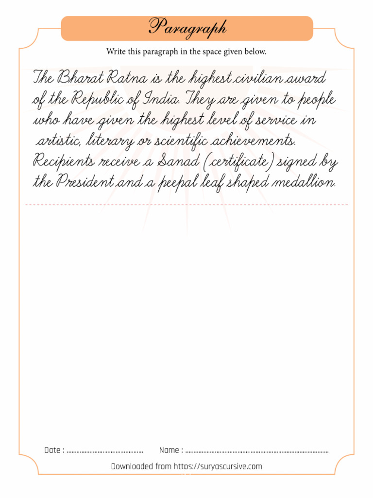 Cursive Paragraph BharatRatna 0L | PDF