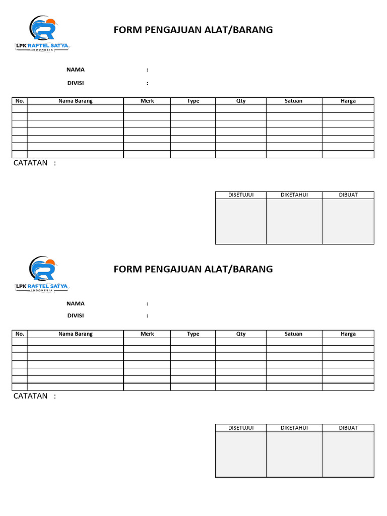 Form Pengajuan Barang | PDF