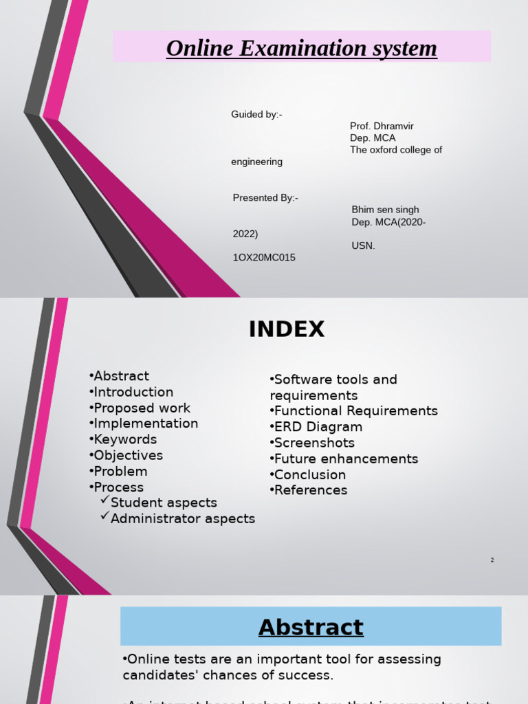 1OX20MC015 - Presentaioton Online Examination System | PDF | Php | Databases