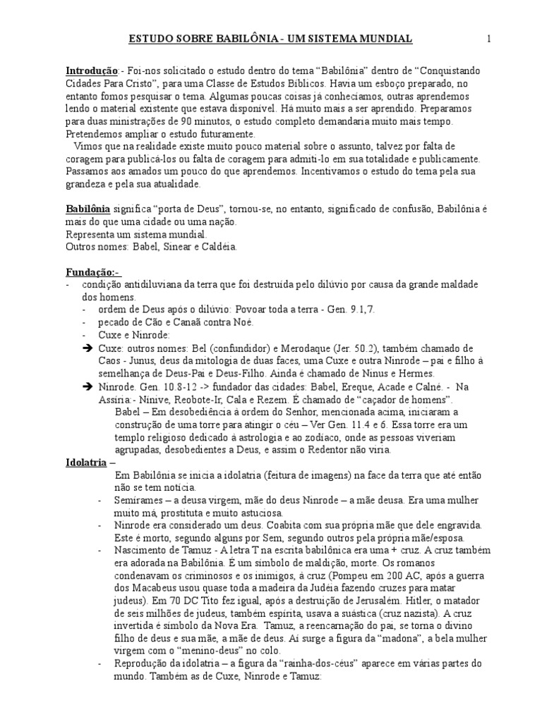 Babilônia: Berço da Idolatria e Confusão | PDF | Igreja católica | Natal