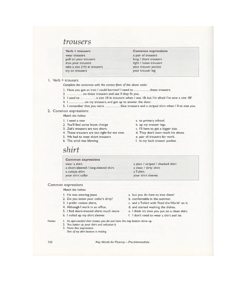 Collocations With Clothes 1 | PDF