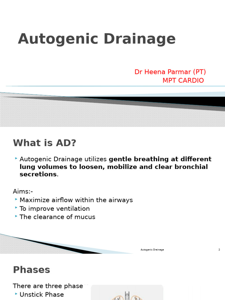 Autogenic Drainage Final Year | PDF | Respiratory System | Pulmonology