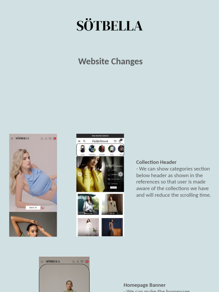 Sotbella - Website Changes | PDF