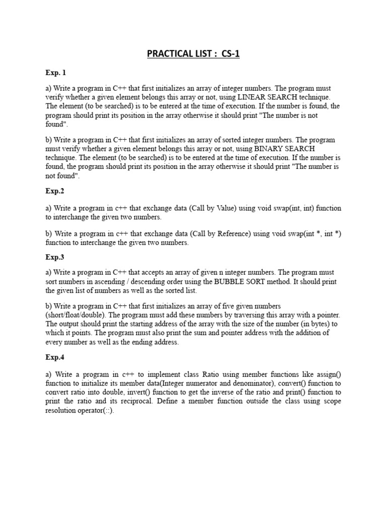 Practical List Cs12024 25 Pdf Integer Computer Science Method 0399