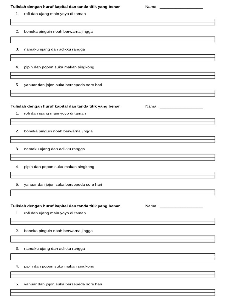 Tulislah Dengan Huruf Kapital Dan Tanda Titik Yang BenarNama | PDF