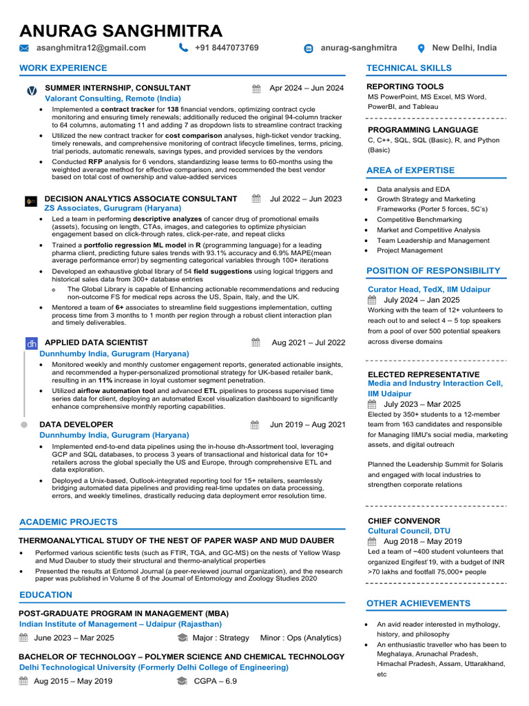 Resume - Anurag Sanghmitra - 11th - Dec | PDF | Computing