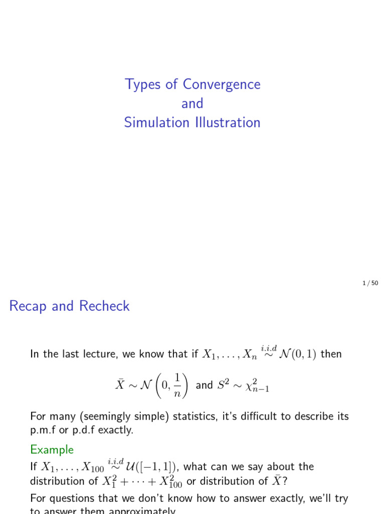 4 Convergence and Simulation | PDF | Probability Distribution | Statistical Theory