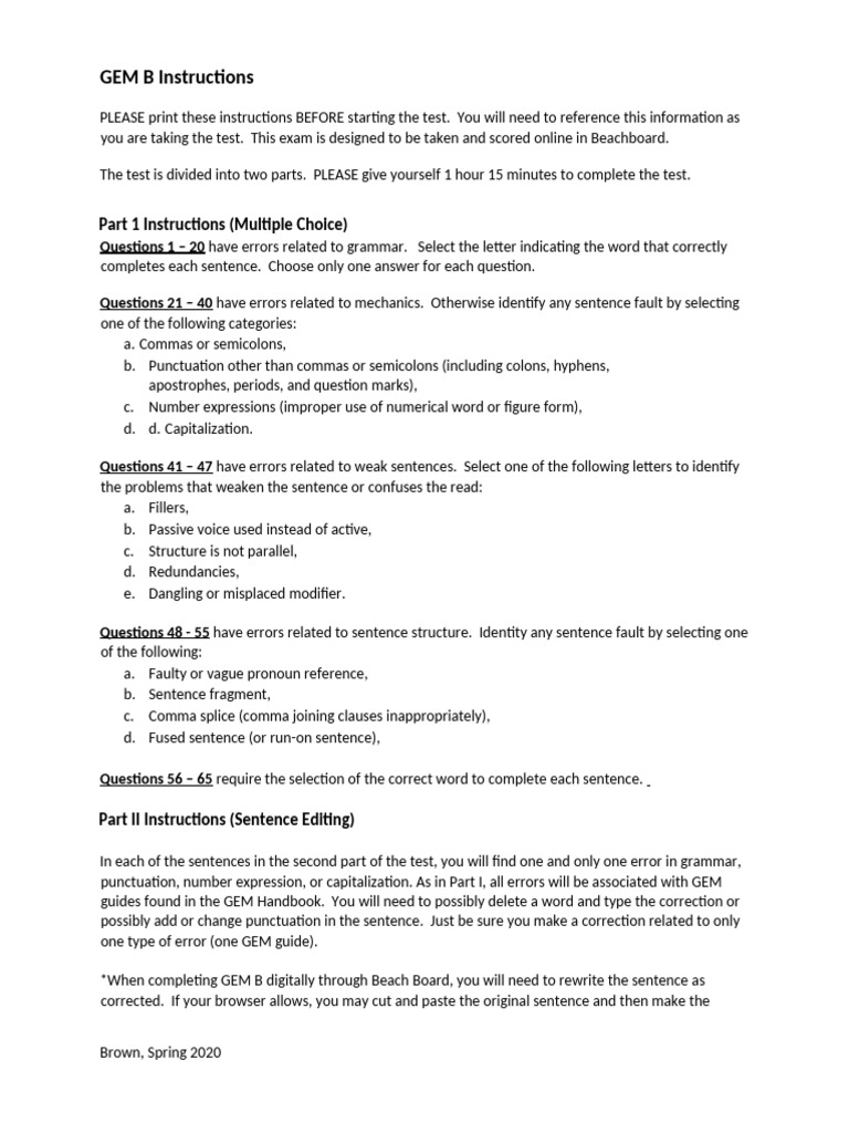 GEM B Instructions | PDF | Comma | Linguistics
