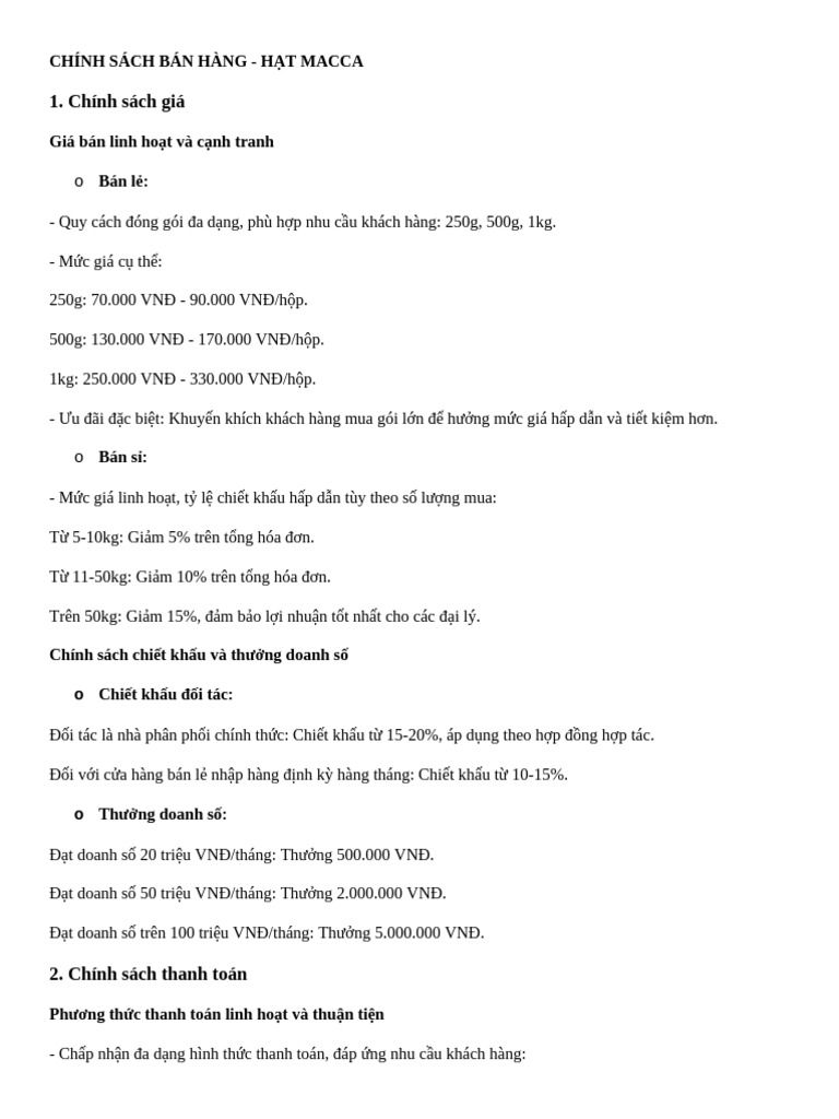 Chính Sách Bán Hàng QTXNK | PDF
